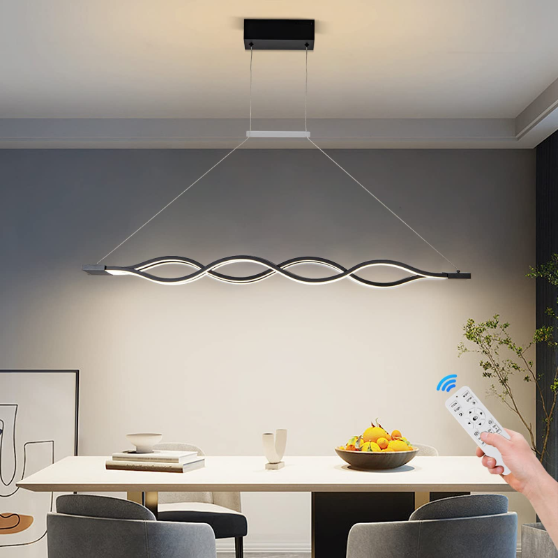 Lustra Led Waves Neagra cu Telecomanda Wifi 2.4G 3000K-6500K reglabila ...