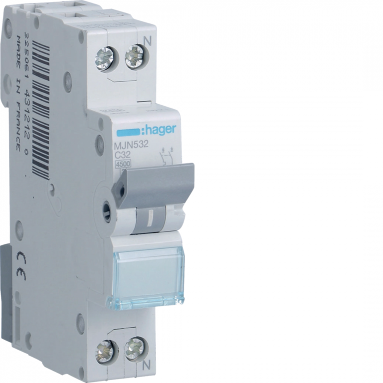 Siguranta HAGER diferential P+N 25A/30mA, C, 4,5kA, tip AC, AD875J ...